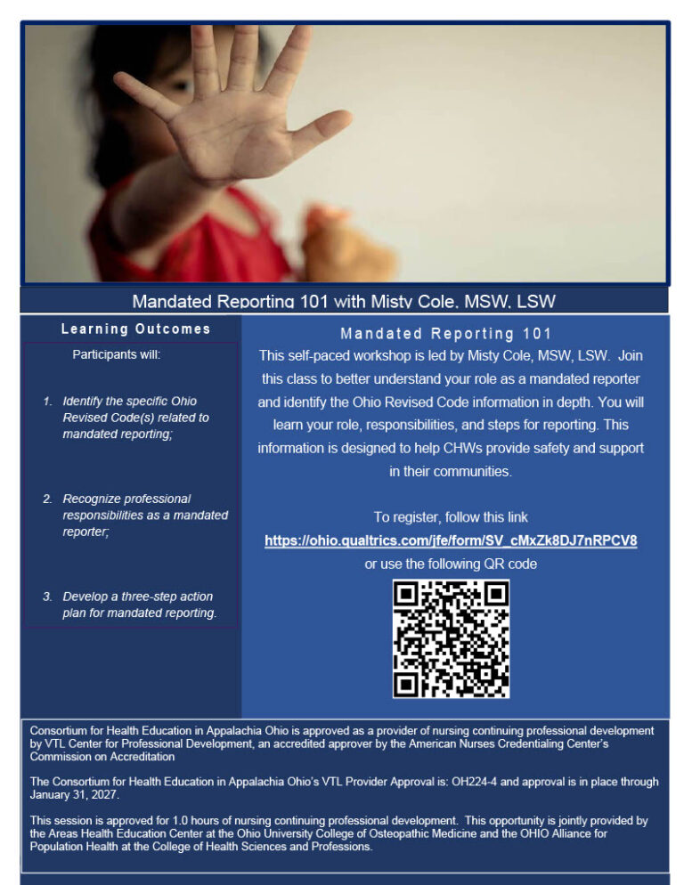 Mandated Reporting 101 – Center for Community Health Worker Excellence