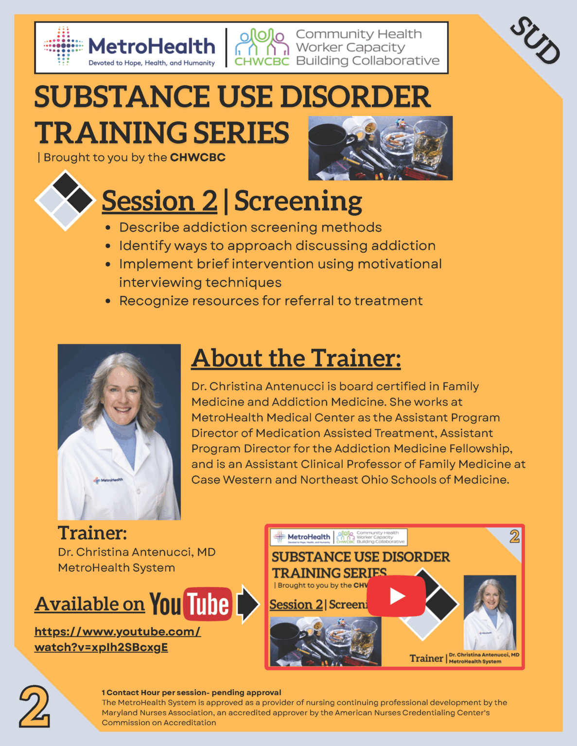 Substance Use Disorder (SUD) Series- Session 2 Screening – Center for ...